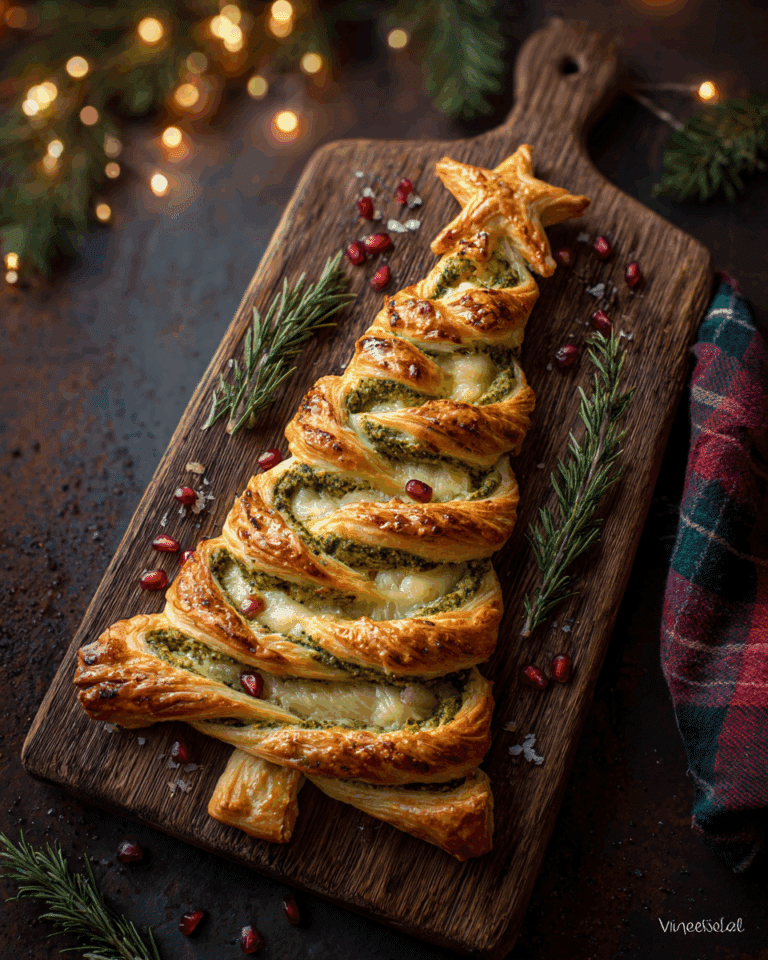 Basil Pesto Cheesy Puff Pastry Christmas Tree Recipe – Stunning & Easy